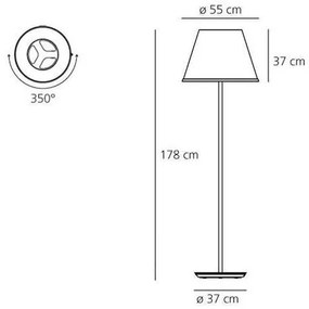 Artemide 1135020A Choose Mega terra, designová stojací lampa se stínítkem z pergamenu, 3x15W E27, 178cm