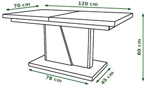 Mazzoni NOIR bílý černý, rozkládací, konferenční stůl, stolek, černobílý
