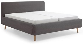 Čalouněná postel taupe 140 x 200 cm manšestr šedá MUZZA