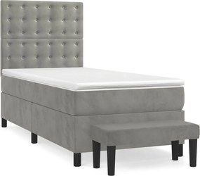 Box spring postel s matrací světle šedá 90x200 cm samet 3138061