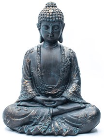 Milujeme Kameny Meditující Buddha - soška Feng Shui - šedomodrá