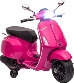 Dětská elektrická motorka AIYAPLAY pro děti od 3 let s licencí Vespa, bateriová motorka 6V s USB, MP3, LED světlem, FM rádiem, rychlostí 3 km/h a nosn