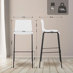 Barová židle Hoover čtyřnohá konstrukce černá konstrukce – bílá