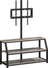 HOMCOM TV nábytek s držákem na televizi až do 183 cm, TV skříňka se 2 otevřenými policemi, 110x43x150 cm, šedá