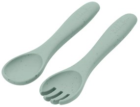 KikkaBoo Příbor 2-dílný Platinum Silicone Sage