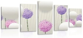5-dílný obraz zajímavé květy s abstraktními prvky a vzory Varianta: 100x50
