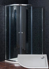 ARTTEC Sprchový kout čtvrtkruhový KLASIK 120 x 90 cm chinchilla sklo s vaničkou z litého mramoru STONE pravé provedení PAN04583