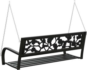 vidaXL Zahradní houpací lavice 125 cm ocel a plast černá [317145]
