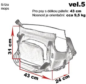 Cestovní taška pro psy  s chlupatinou, no. 9, růžová, vel. 1