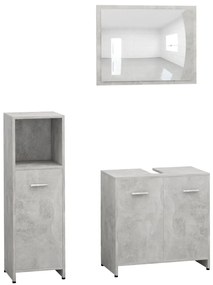 3dílný set koupelnového nábytku - dřevotříska | betonově šedý