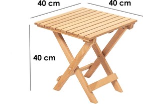 Skládací zahradní odkládací stolek Leslie 40 cm z masivu hnědý