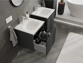 Mexen Rivel, koupelnová skříňka 50 cm s umyvadlem Vela, 1 zásuvka, drážkovaná, grafitová matná/bílá matná, 91A20-05047-1-BF66-W23M01