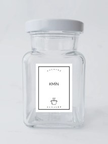 Samolepka na kořenky KMÍN bílá 3 × 4 cm základní písmo