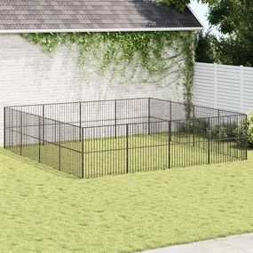 Ohrádka pro psy 16 panelů černá pozinkovaná ocel 3209555