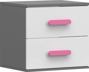 IDZ Noční stolek SMYK II 22, 55 cm Bílá + Grafit / Barevné úchytky Barva: Grafit