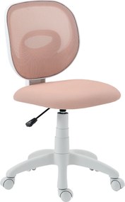 HOMCOM Kancelářská židle, ergonomická židle s C-tvarovanou opěrkou zad, výškově nastavitelná, růžová