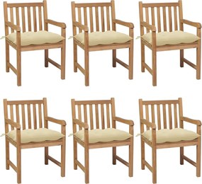 vidaXL Zahradní židle 6 ks podušky masivní teakové dřevo [3073050] Barva: Béžová