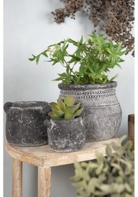 Granitový antik cementový obal na květináč s uchy – 17x15x13 cm