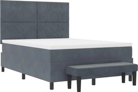 Postel s boxspringem s čelo Tmavě šedá 200 x 160 cm samet 3344589