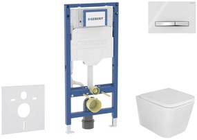 Geberit Duofix - Set předstěnové instalace, klozetu Arkas I a sedátka softclose, tlačítko Sigma50, chrom/alpská bílá SANI11CA3155B