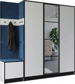 Šatní skříň EDEN 14 bílý + modrý Vzor 1