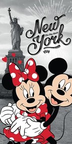 JERRY FABRICS Osuška Mickey a Minnie v New Yorku Bavlna Froté 70/140 cm