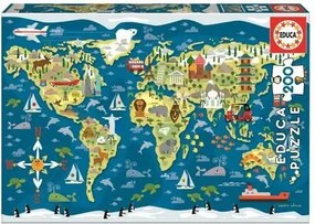 EDUCA Puzzle Mapa světa 200 / dílků / od 6 let
