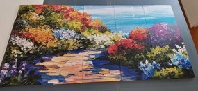 5-dílný obraz květinové more - 200x100 cm