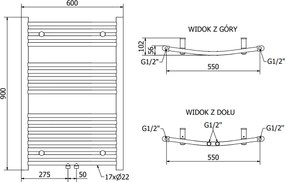 Mexen Ares, elektrické topné těleso 900 x 600 mm, 400 W, černá, W102-5900-600-6400-70