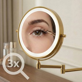 Rea Kosmetické zrcadlo ⌀20 cm s regulovatelným LED osvětlením HOM-70001 Gold Old - kartáčovaná zlatá