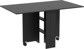 HOMCOM Skládací Stůl na Kolečkách, Moderní Jídelní Stůl, Úsporný Skládací, Moderní Design, s Kolečky, Úložné Poličky, 140 × 80 × 74 cm, Černý | Aosom