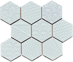 FIN Keramická mozaika bílá Mozaika HEX10 3D Reliev Bílá Mat 9,5x11 (26,5x29,6) cm - H3D95140