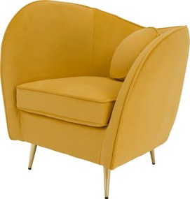 Designové křeslo, žlutá Velvet látka/gold chrom zlatá, EZIO
