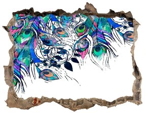 Wallmuralia Díra 3D foto tapeta nálepka Paví pírka 95x64 cm