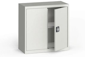Plechová policová skříň na nářadí KOVONA, 800 x 800 x 400 mm, 1 police, šedá/šedá