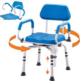 křeslo do sprchy otočné o 360° a otočné ramena Polstrované sedátko 136,1 kg