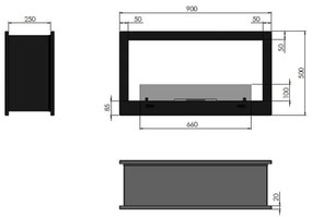 InFire - Vestavěný BIO krb 90x50 cm 3kW oboustranný