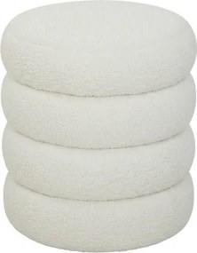 HOMCOM taburet, kulatý, teddy fleece, do 120 kg, Φ40x45H cm, bílá