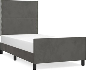 Rám postele bez matrace tmavě šedý 90 x 200 cm samet 3125673