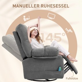 HOMCOM Relaxační křeslo s masážní funkcí, funkce ležení, otočné masážní křeslo, 4 boční kapsy a dálkové ovládání, tmavě šedá