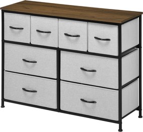 HOMCOM Komoda se 8 zásuvkami, skládací úložná jednotka na tkaniny - černý ocelový rám - 100 x 30 x 78 cm