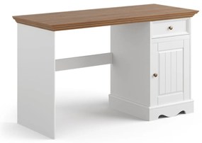 Bílý nábytek Psací stůl Belluno Elegante - malý, dekor bílá | zlatý dub, masiv, borovice