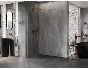 Mexen Lunar sprchová stěna levá 140 x 200 cm, 8mm čiré sklo, měděná matná, 830-140-000-65-00-L