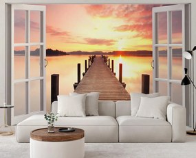 Gario Fototapeta Okno s výhledem na molo Materiál: Vliesová, Rozměry: 210 x 150 cm