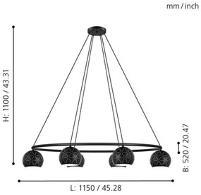 Eglo 98456 - Lustr na lanku CANTALLOPS 6xE14/40W/230V