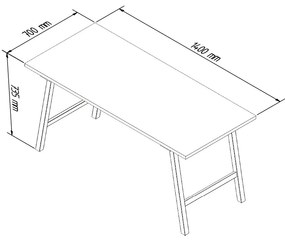 Wuders Pracovní stůl Kengo Velikost: 1300 x 700 mm 1300 x 700 mm