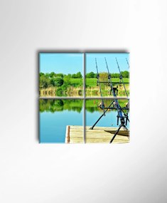 Malvis ® Obraz Klidné pruty u rybníku ROZMĚR (šířka x výška): čtyřdílný čtverec 80x80 cm