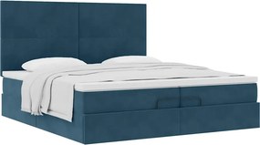 Osmanský rám postele s matrací tmavě modrý 200x200cm samet 3313425