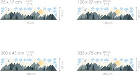Hory a mráčky samolepky na zeď arch 200 x 45 cm