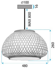 Toolight Natural, závěsné stropní svítidlo 1xE27 APP1649-1CP, přírodní hnědá, OSW-05116